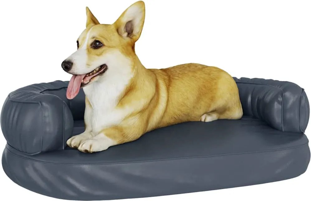 Ergonomický molitanový pelíšek pro psy modrý 75x53cm umělá kůže 171314