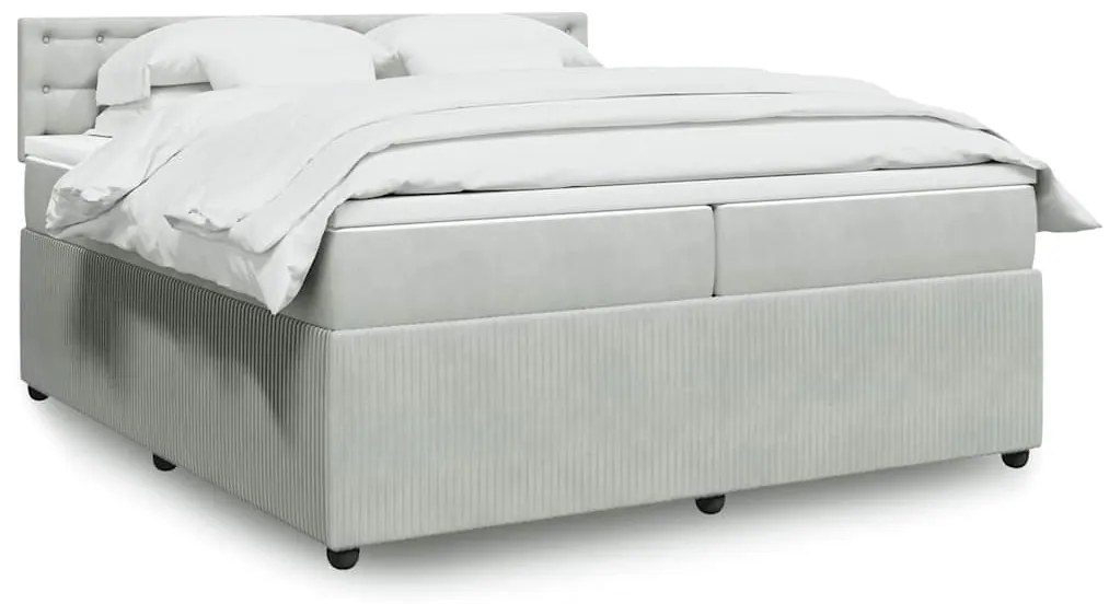 Box spring postel s matrací světle šedá 200x200 cm samet 3290142