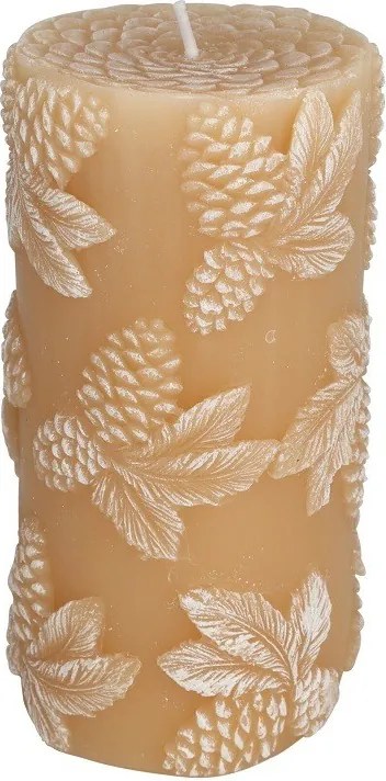 Podzimní svíčka Pinecone ve světle hnědé barvě 13 cm