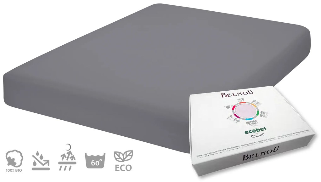 Nepropustné hyperprodyšné prostěradlo BelnoU ECOBEL 80x200 cm - tmavě šedá