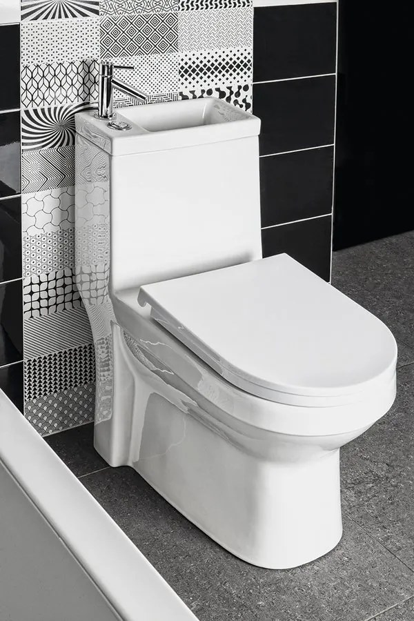 Aqualine Aqualine, HYGIE WC kombi s umyvadélkem, zadní/spodní odpad, bílá, PB104W