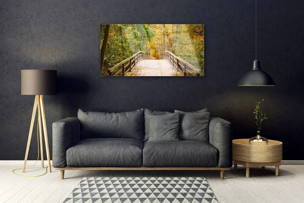 akrylový obraz Les Most Architektura 100x50 cm
