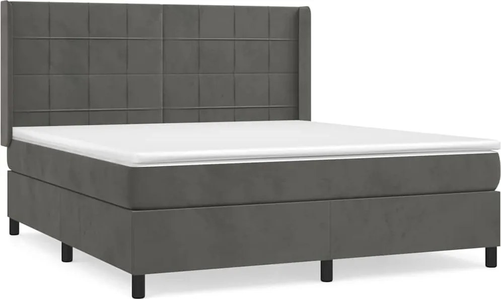 Box spring postel s matrací tmavě šedá 160x200 cm samet 3132688