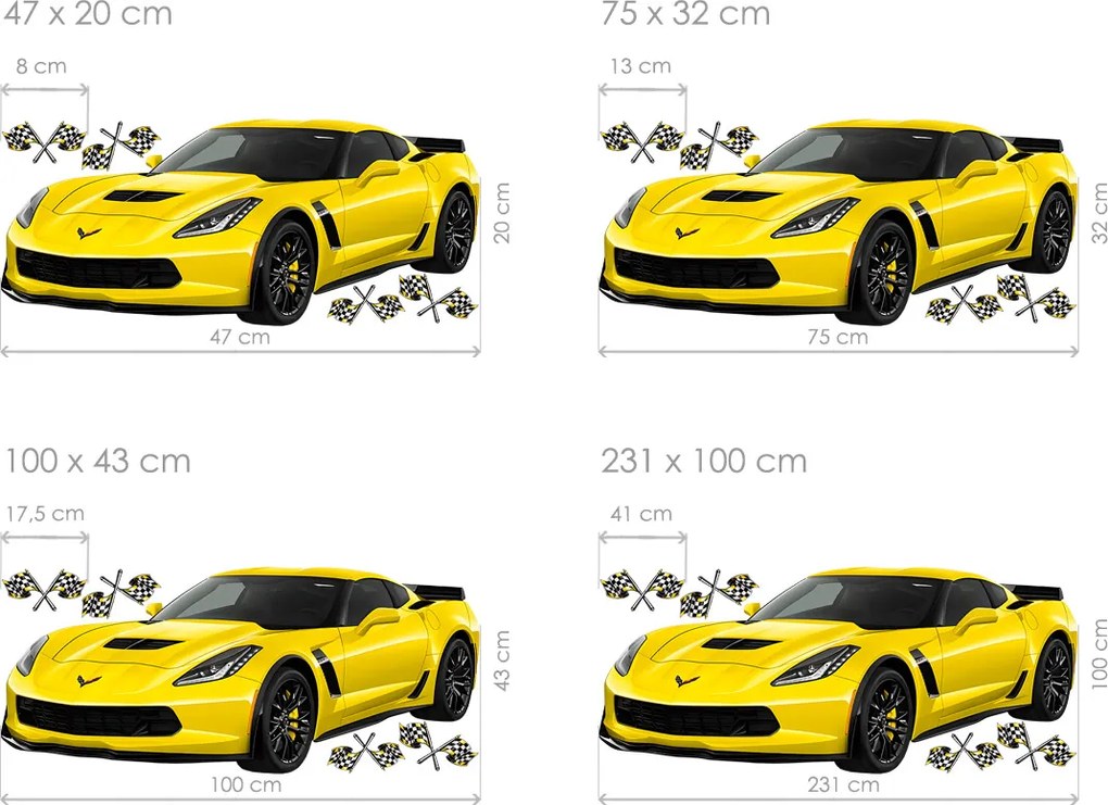 Chevrolet Corvette textilní přelepitelná samolepka na zeď arch 47 x 20 cm