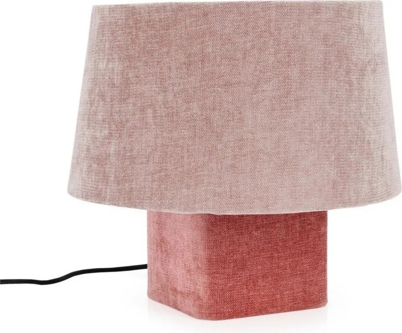Růžová kovová stolní lampa s textilním stínidlem (výška 35 cm) Demra – Bizzotto