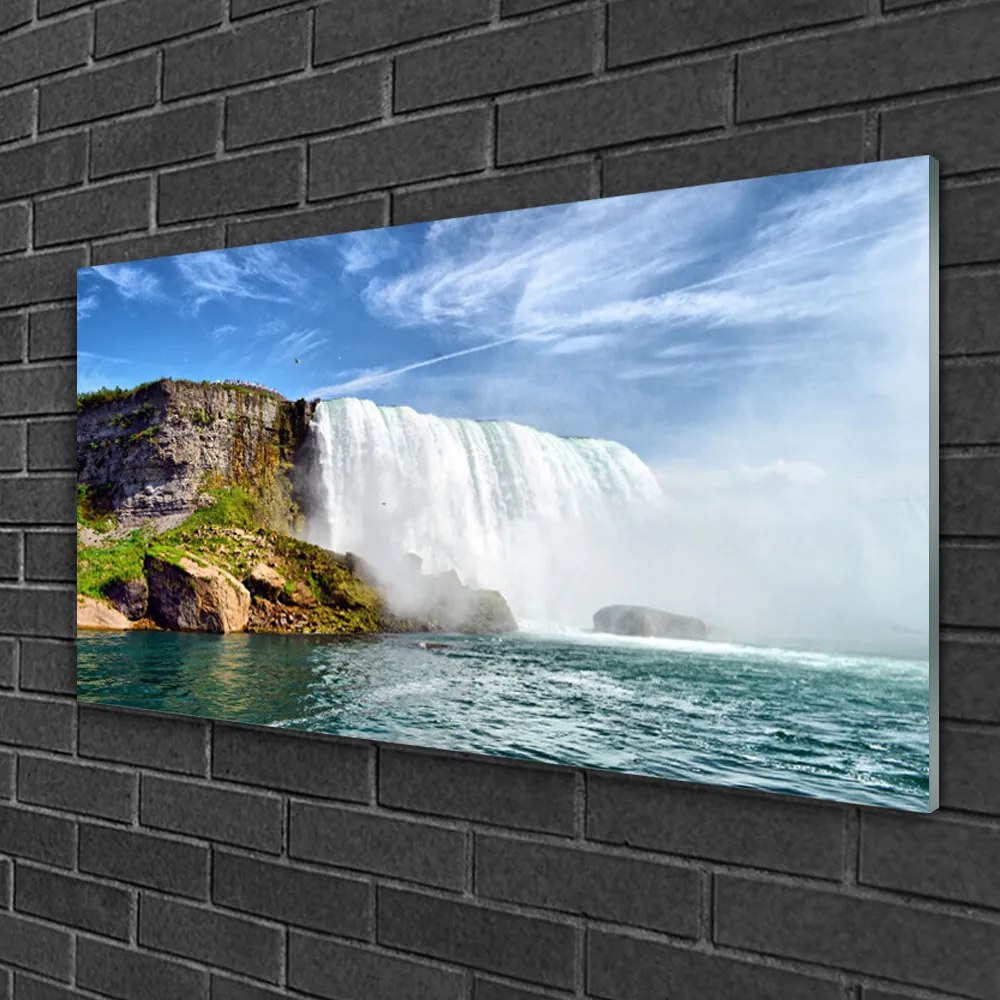 Obraz na skle Vodopád Moře Příroda 100x50 cm