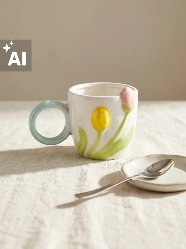 Sinsay - Hrnek s motivem tulipánů - vícebarevná