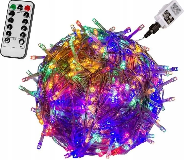 Voltronic Vánoční řetěz 60 m, 600 Led, barevný, ovladač