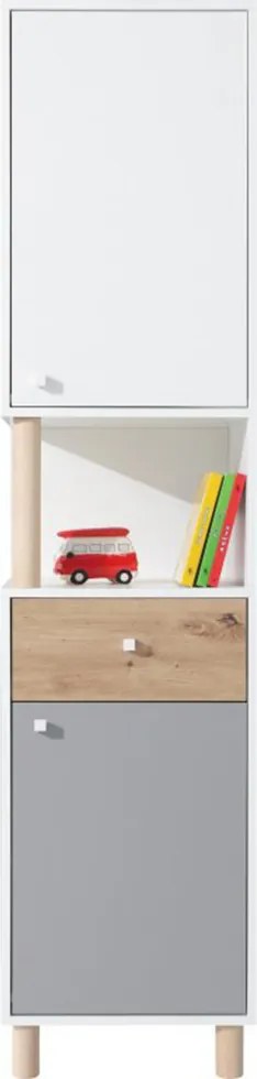 FARO | regál FR5 | 45 cm | s policemi a zásuvkou | bílá/artisan/šedá