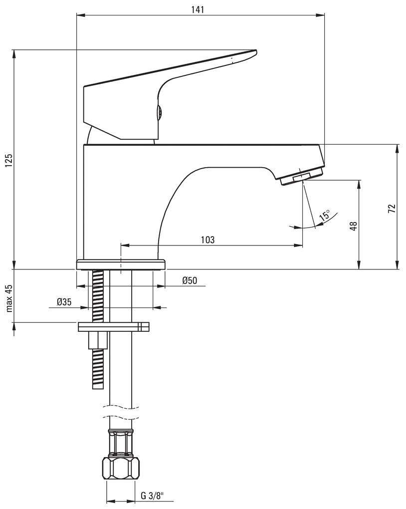 Deante Chaber, umyvadlová baterie, chromová, BGC_020M