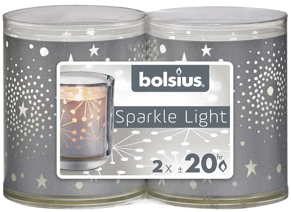 Bolsius Sparkle light 2 ks 52x65mm Galaxy bílá svíčka