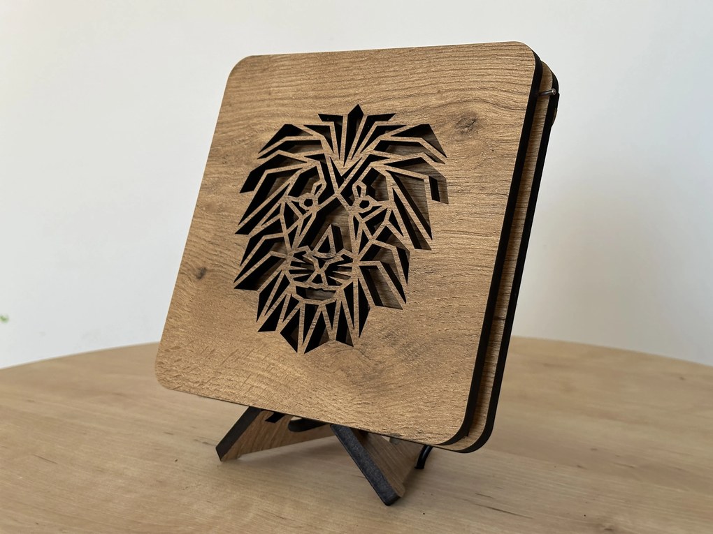 Li-Go "Hlava lva polygon" lampa 19x19cm provedení povrchu: dub světlý