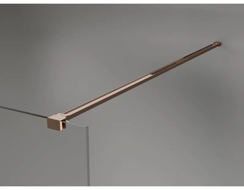 Mexen, Mexen Kioto-X sprchová stěna 100 x 200 cm, matná 10 mm, růžové zlato - 800-100-101-60-30-X