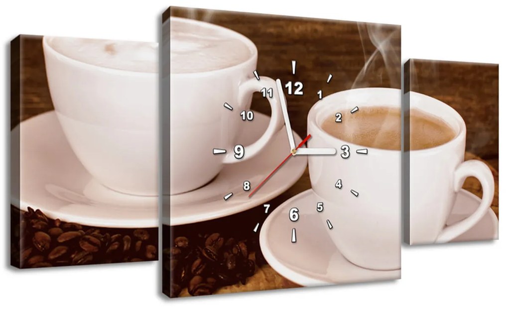 Gario Obraz s hodinami Romantika při kávě - 3 dílný Rozměry: 90 x 70 cm