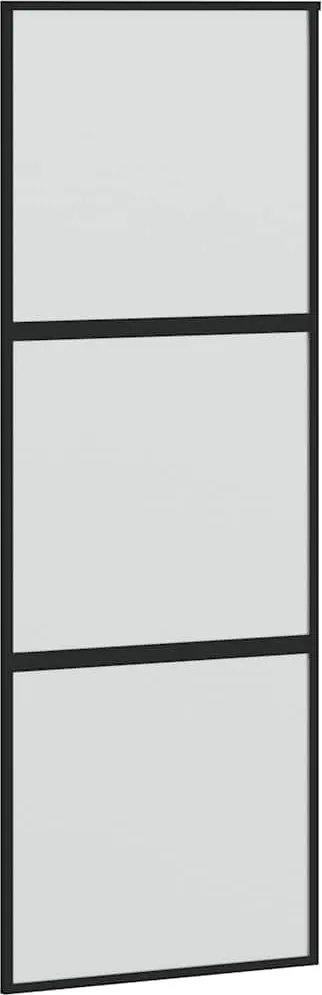 Posuvné dveře se sadou kování černé 76x205 cm Tvrzené sklo 3375814