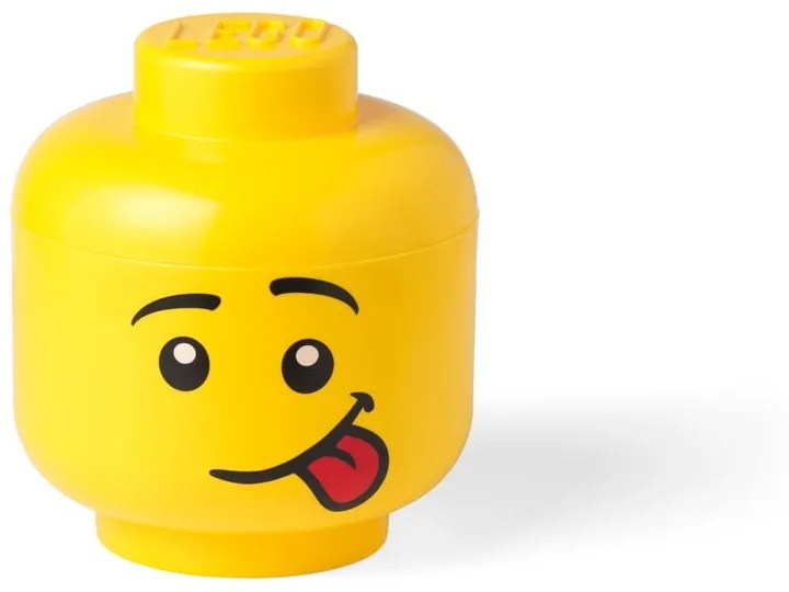 Žlutý úložný box ve tvaru hlavy LEGO® Silly, ⌀ 16,3 cm