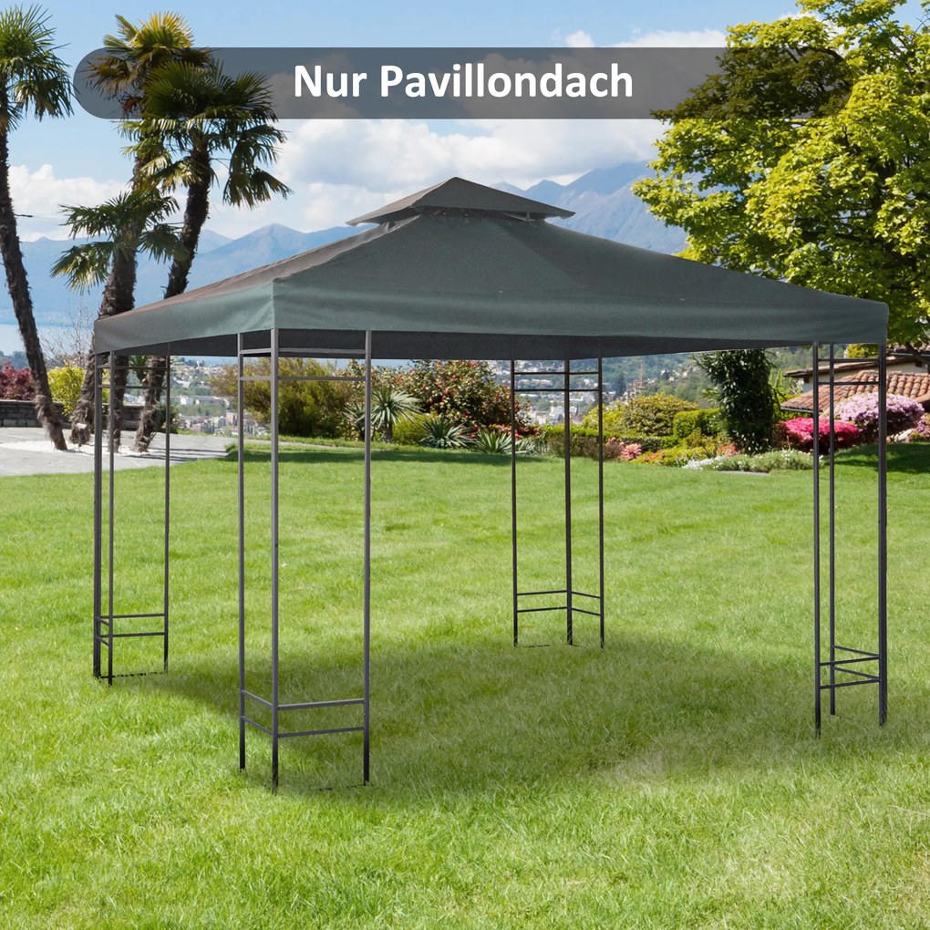 Outsunny náhradní střecha pavilonu 3x3m pro kovový pavilon zahradní pavilon párty stan polyesterový zahradní stan v uhlíkově šedé barvě | Aosom.de