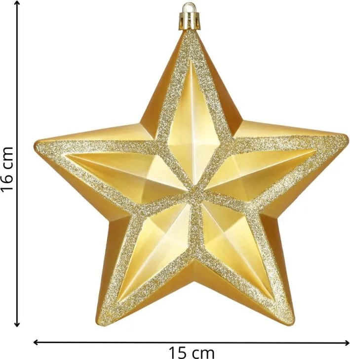 Vánoční hvězda zlatá 16x15 cm, vánoční ozdoba