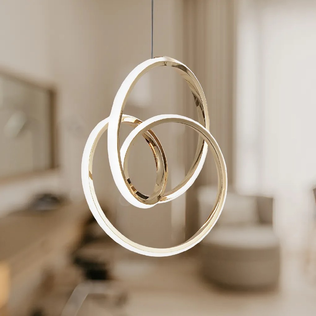 Toolight Toolight, LED závěsné svítidlo 25x30cm, 24W, 4000K, G076-1CP, zlatá lesklá, OSW-08650