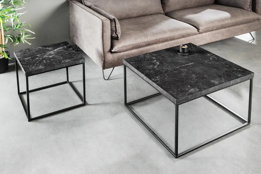 Designový konferenční stolek Haines 60 cm vzor antracitový mramor