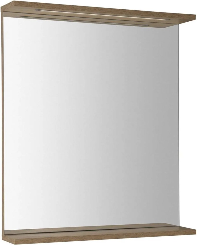 Aqualine Korin - Zrcadlo s LED osvětlením 60x70x12 cm, dub platin KO990S