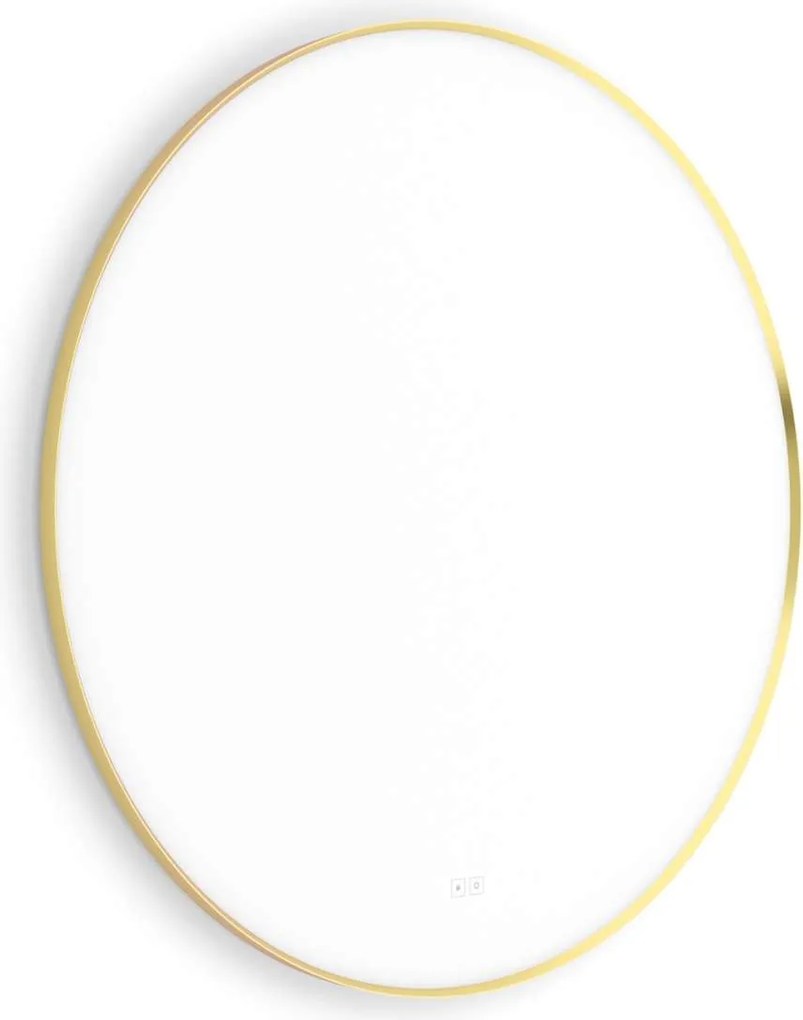 Nimco - Zrcadlo s LED osvětlením, průměr 100 cm, dvěma dotykovými senzory, kartáčovaná zlatá ZPZ 61004RVX-Z