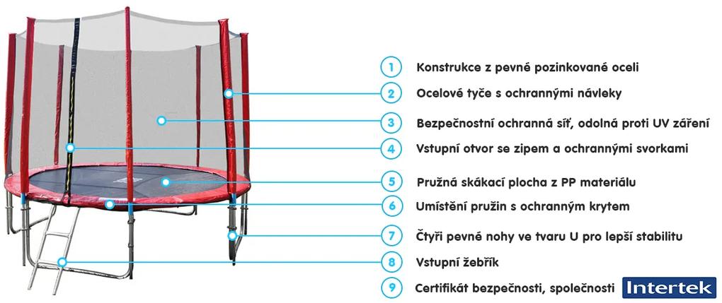 GoodJump 4UPVC červená trampolína 305 cm s ochrannou sítí + žebřík + krycí plachta