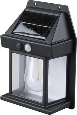 Solight WL918 LED solární lucerna nástěnná černá / 3000K / 100lm / IP4