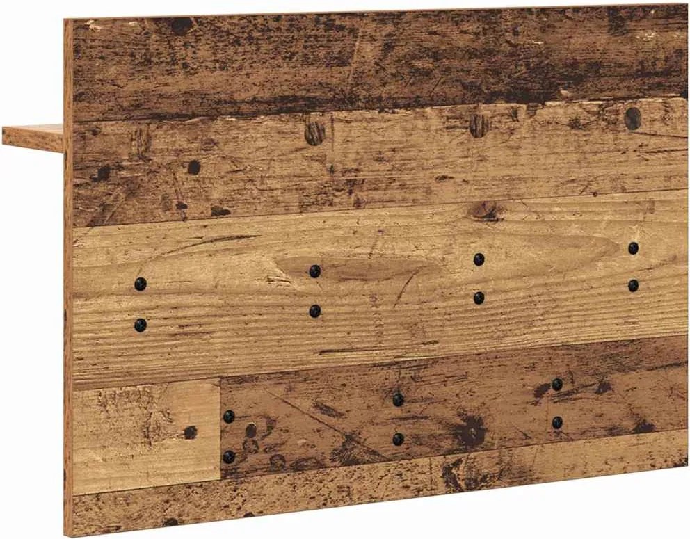 věšák, nástěnný, 1 prkno, háčky, kompozitní dřevo, 40x60x12 cm, staré dřevo, Dekorino TK20260017