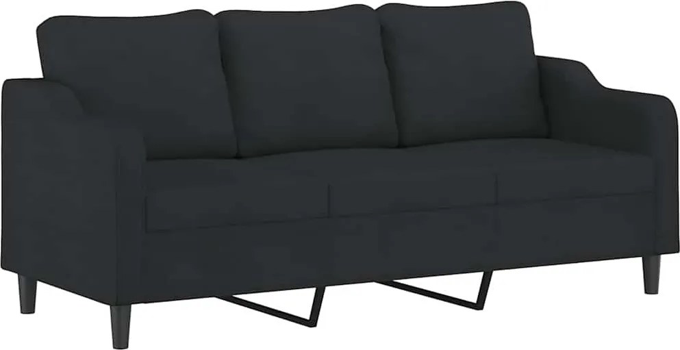 3místná pohovka s podnožkou černá 180 cm textil 3201139