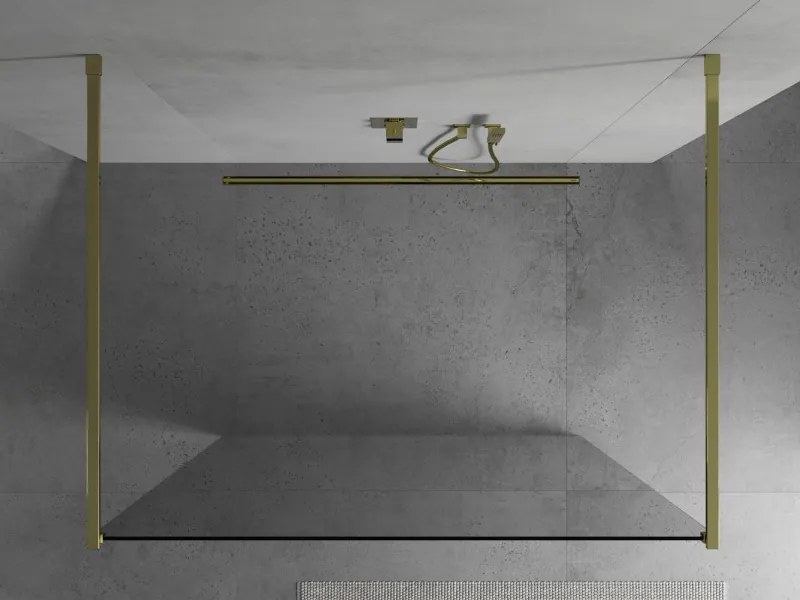 Mexen Kioto, sprchová zástěna Walk-In 125 x 200 cm, 8mm čiré sklo, zlatý lesklý profil, 800-125-002-50-00