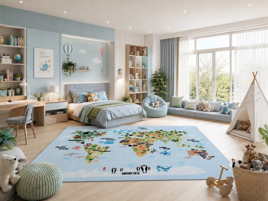 Ayyildiz, Dětský kusový koberec Play 2917 blue, 160x230, modrá, dětský pokoj