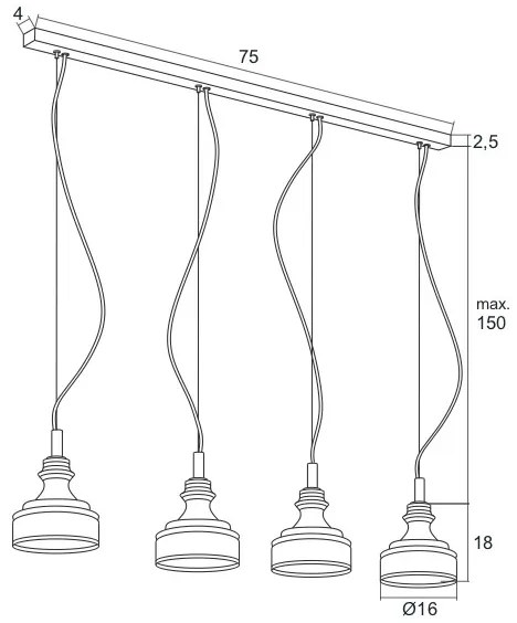 Argon 1650 - LED Lustr na lanku TULUZA 4xLED/5W/230V
