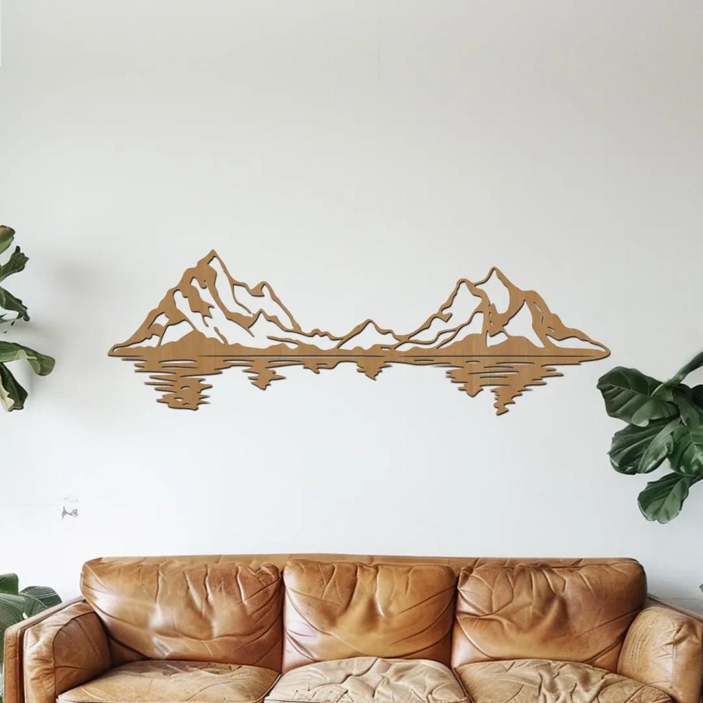 dřevo života Dřevěné hory s vodou na zeď Rozměry (cm): 80x22, Barevný vzor: Šedá