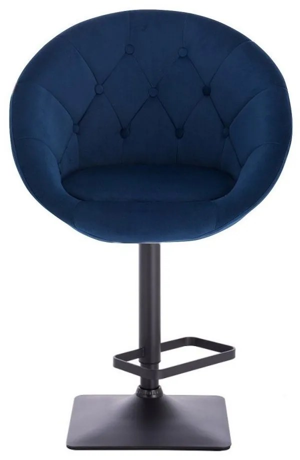 LuxuryForm Barová židle VERA VELUR na černé podstavě - modrá