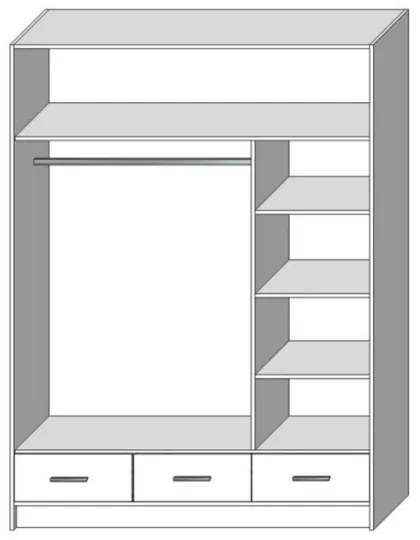 Šatní skříň se zrcadlem SANNA 150x215 cm dub sonoma