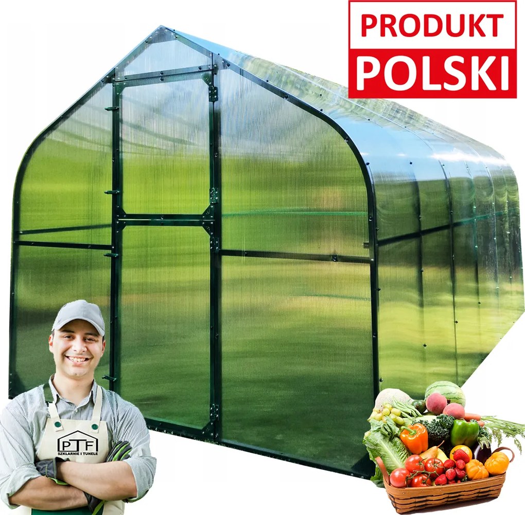 Zahradní Skleník Tunel 10M2 250X400 Ptf Polsko Zelený