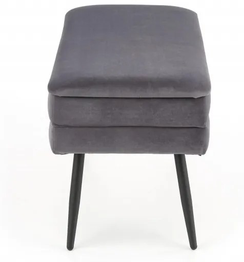 Taburet VELVA s úložným prostorem - kov, látka, šedá Halmar