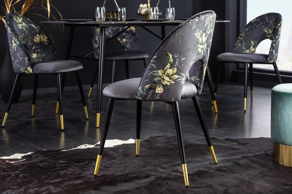 Designová jídelní židle Jalisa šedý samet