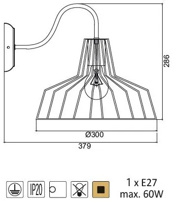 ACA DECOR Nástěnné svítidlo HADES max. 60W/E27/230V/IP20