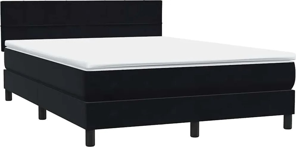 Box spring postel s matrací a LED černá 160x210 cm samet 3316889