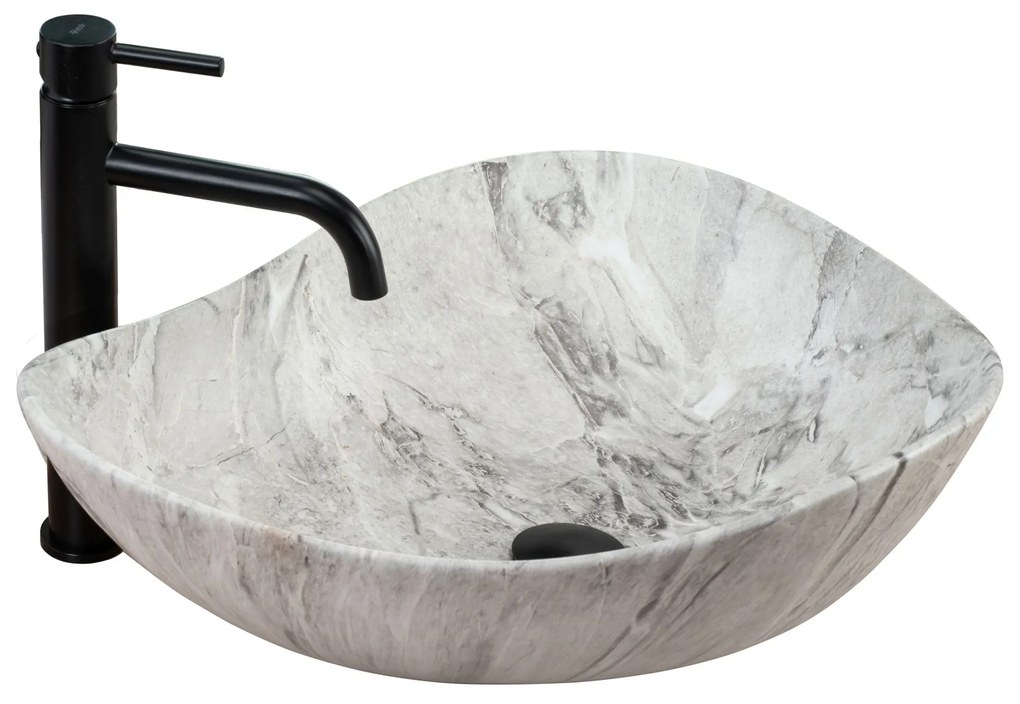 Rea Dora Stone, umyvadlo na desku 515x400x175 mm, šedá imitace kamene, REA-U5066