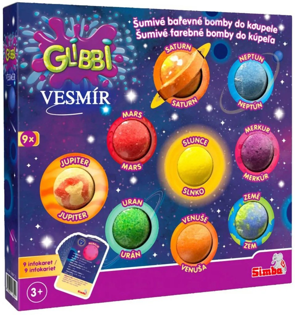 SIMBA Glibbi Vesmír vodní bomby šumivé planety set 9ks do koupele do vody s5953089