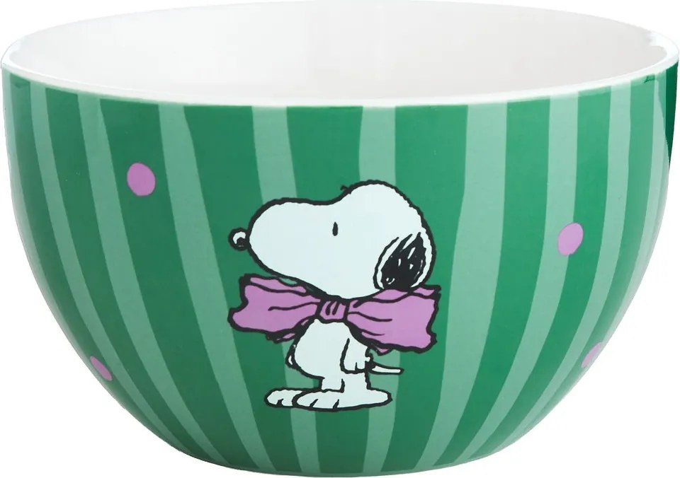 PEANUTS Miska Snoopy s mašlí 600 ml - zelená