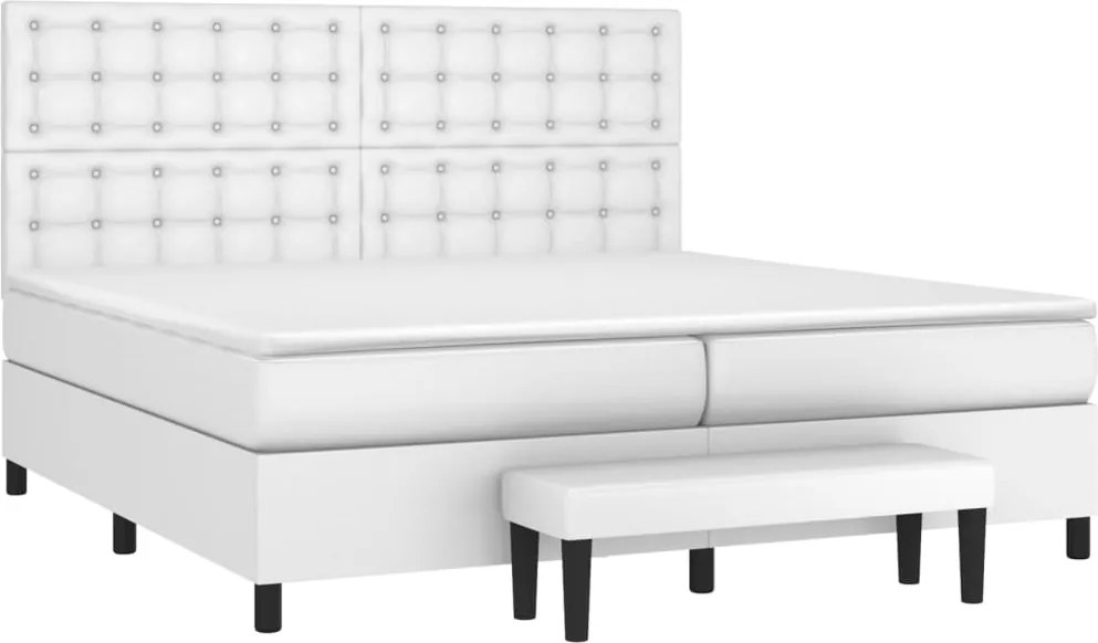 Box spring postel s matrací bílá 200x200 cm umělá kůže 3137684
