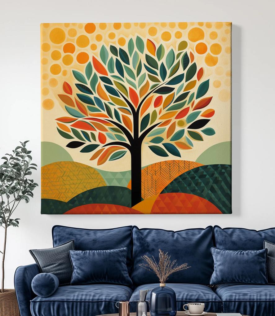 Obraz na plátně - Strom života Radostné lístky FeelHappy.cz Velikost obrazu: 120 x 120 cm
