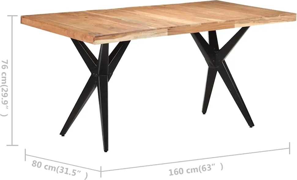 Jídelní stůl 160 x 80 x 76 cm masivní akáciové dřevo 323565