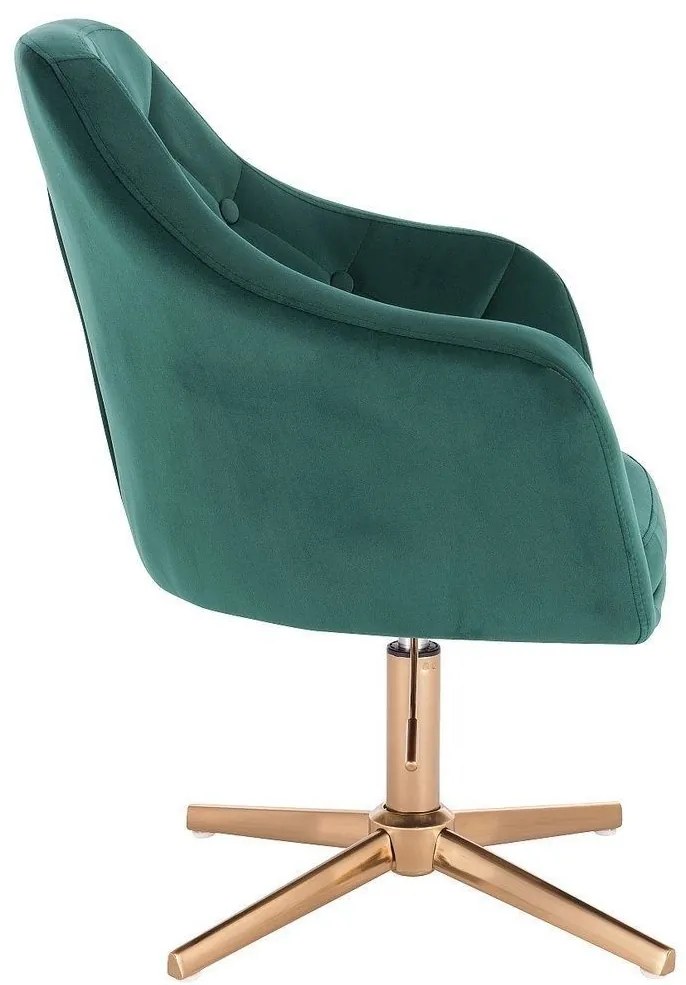 LuxuryForm DESIGN Otočné křeslo ANDORA VELUR na zlatém kříži - zelené