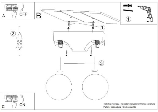 Sollux SL.1683 - Stropní svítidlo BULBO 2xG9/8W/230V buk/bílá