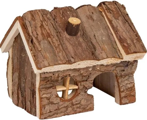 Domek dřevo s kůrou sedlová střecha Grity 14,5x11x11,5cm Flamingo